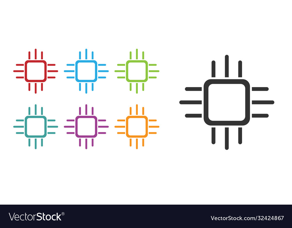 Black computer processor with microcircuits cpu Vector Image
