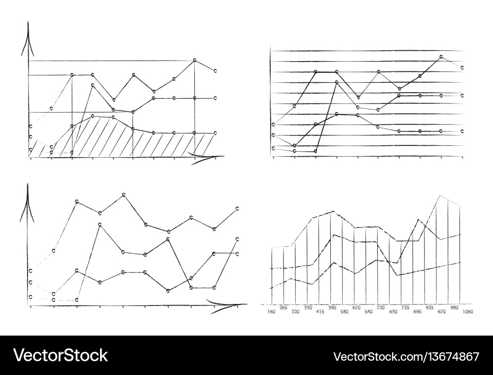 Set diagrams drawn Royalty Free Vector Image - VectorStock