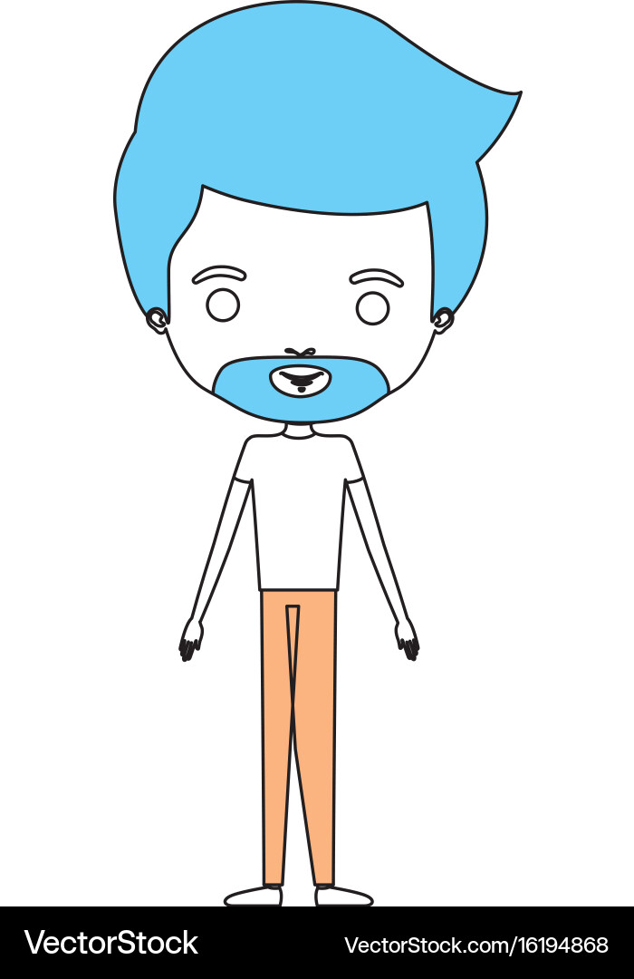 Color sections silhouette caricature thin man Vector Image