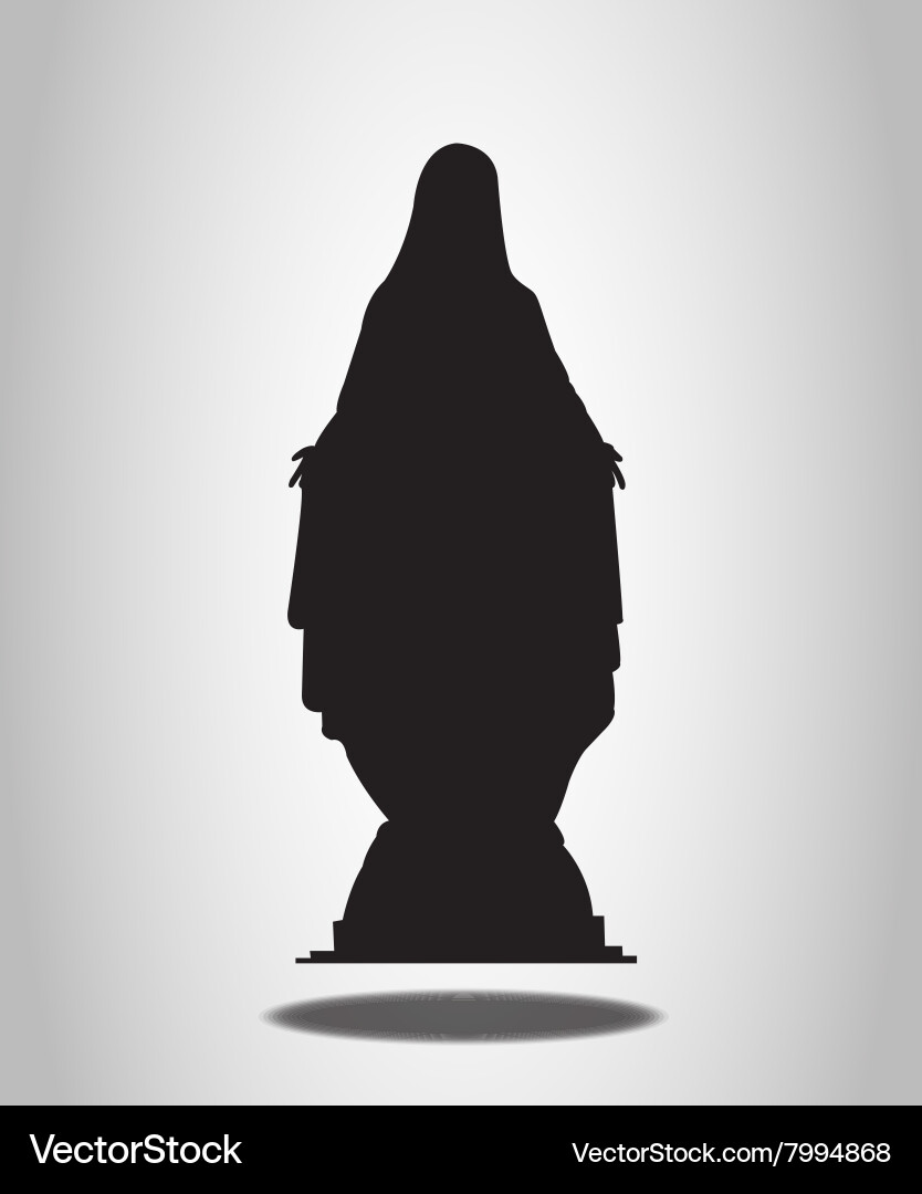 Virgin Mary Statue Silhouettes on the white backgr