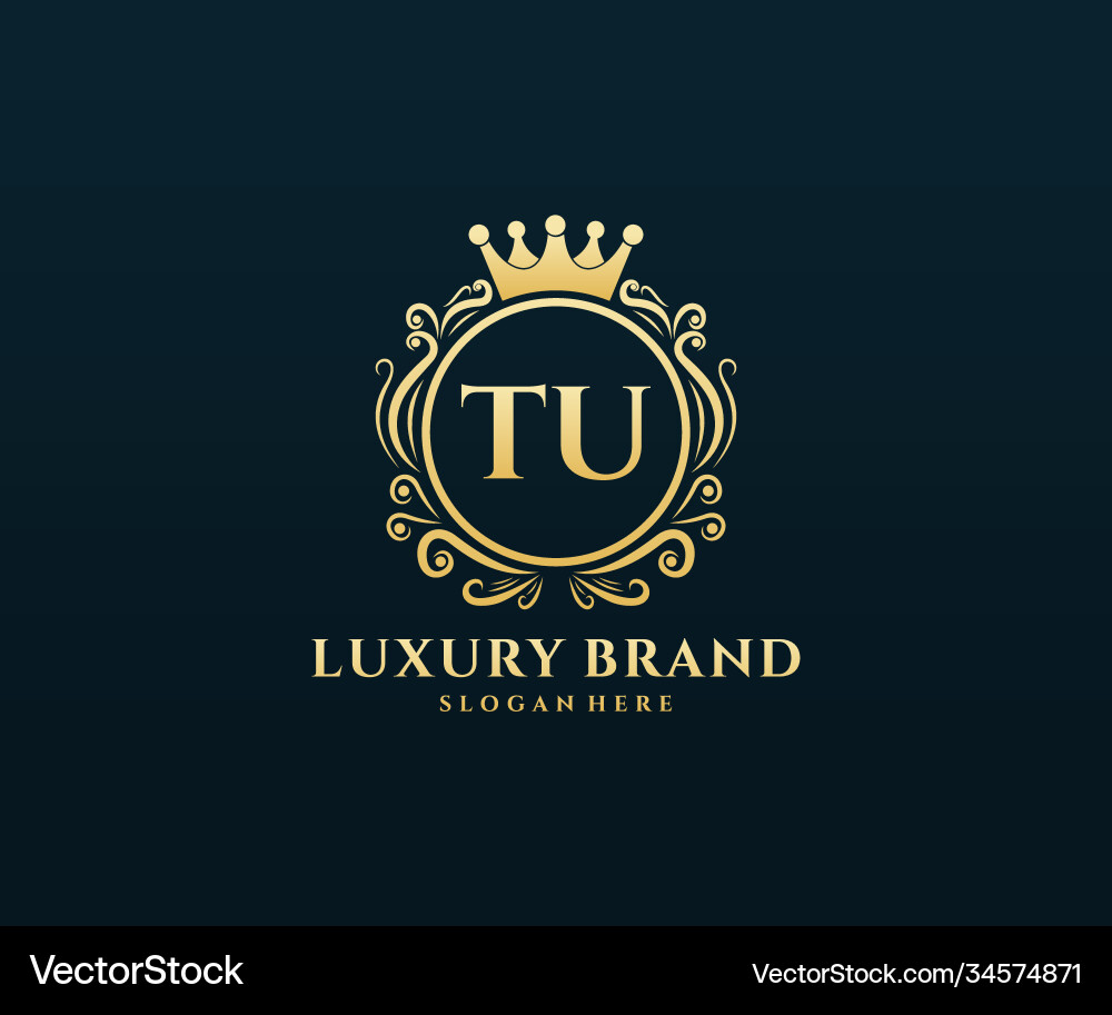 Tu initial letter gold calligraphic feminine Vector Image