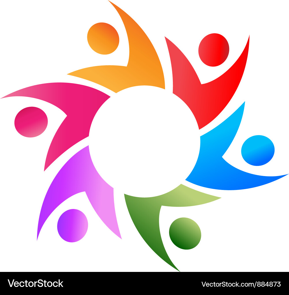Teamwork people around circle Royalty Free Vector Image