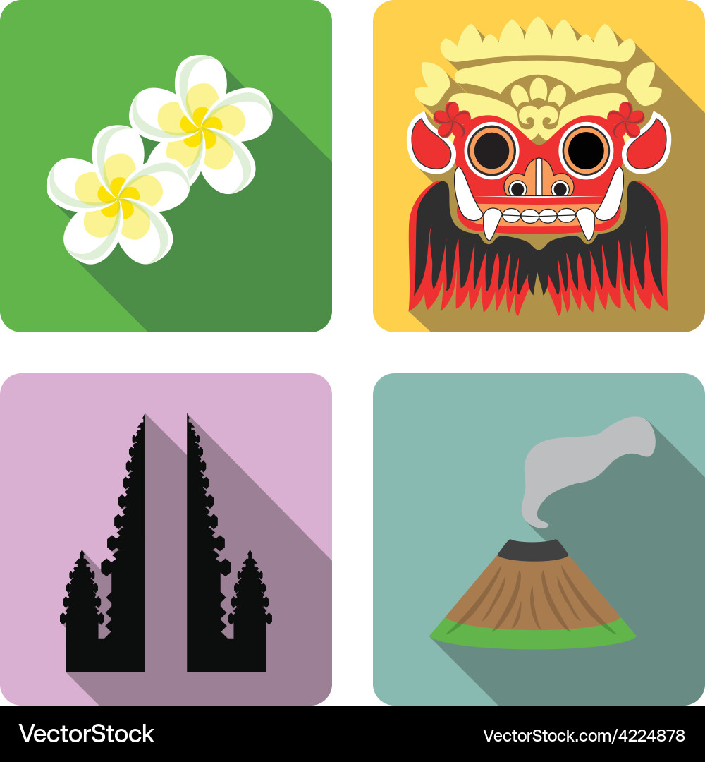 Bali Set of flat icons Royalty Free Vector Image
