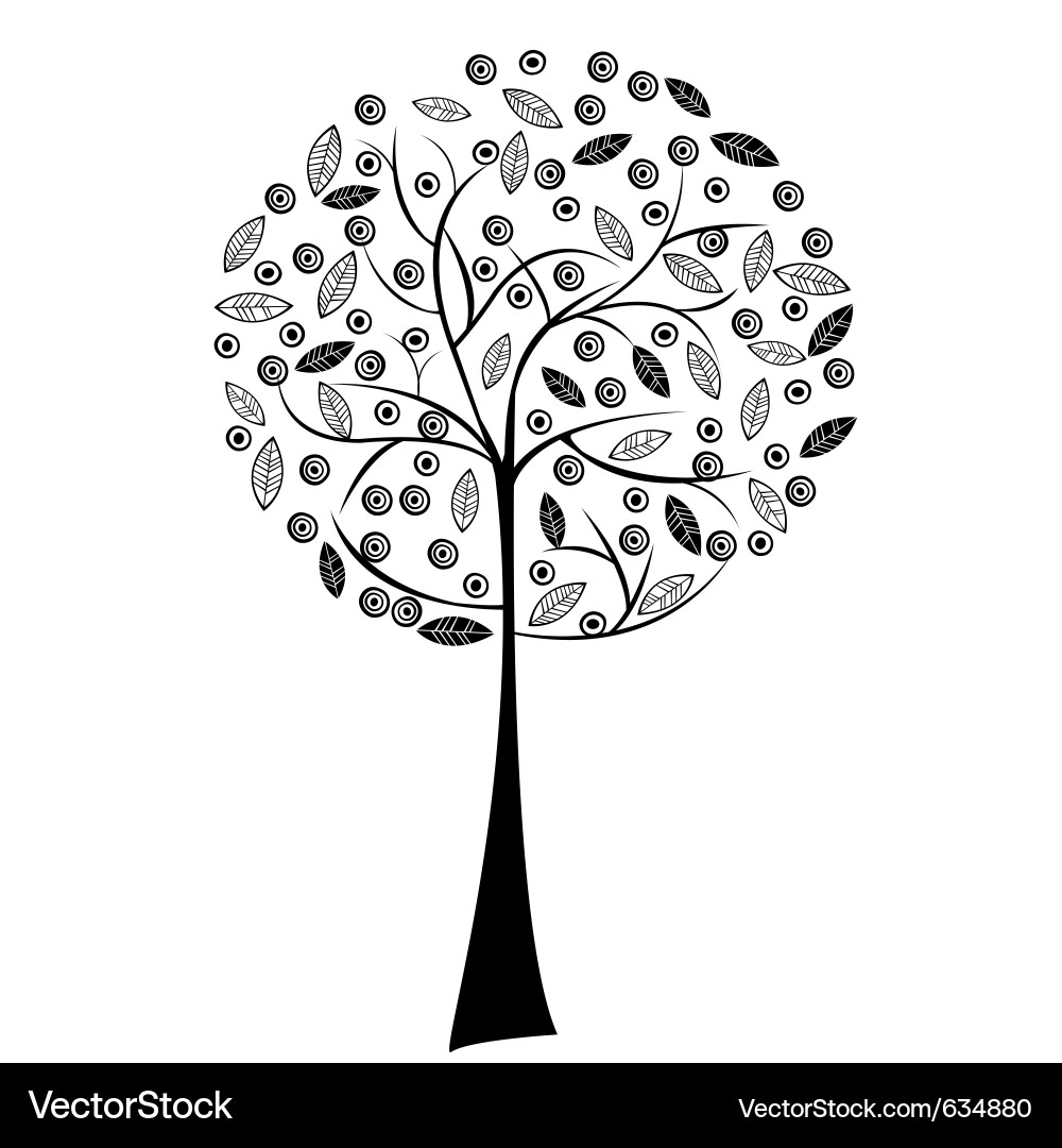 Black stylized tree Royalty Free Vector Image - VectorStock