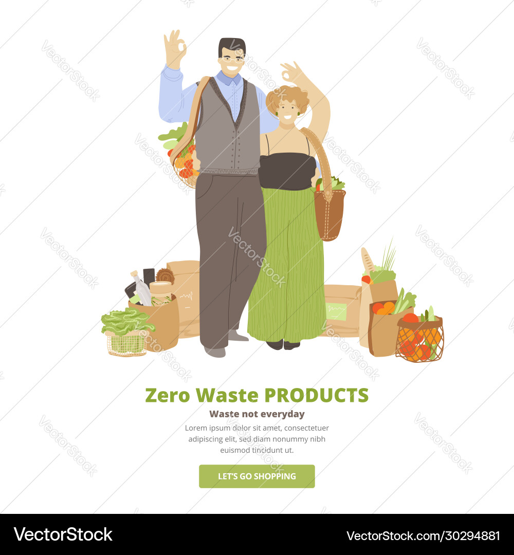 Group happy joyful people holding zero waste Vector Image