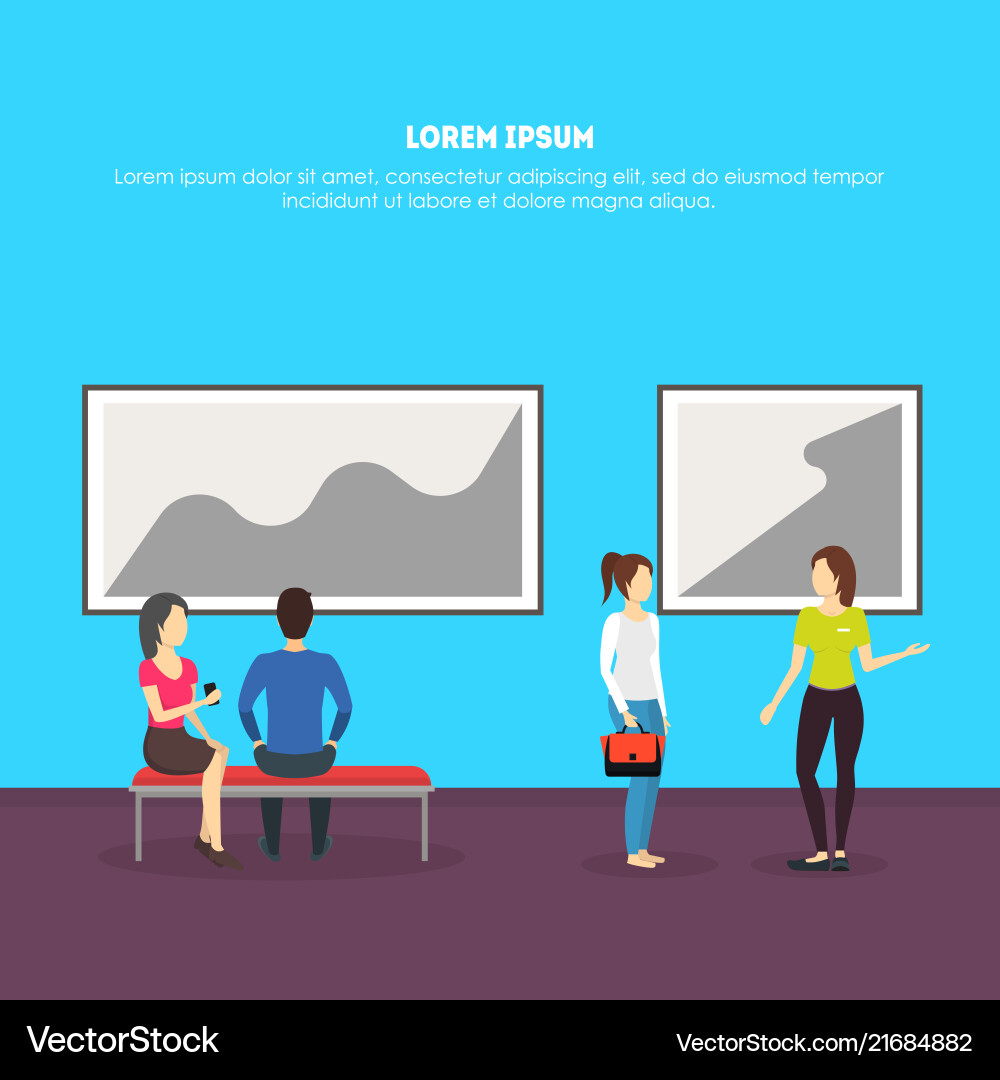 Cartoon museum visitors card poster Royalty Free Vector