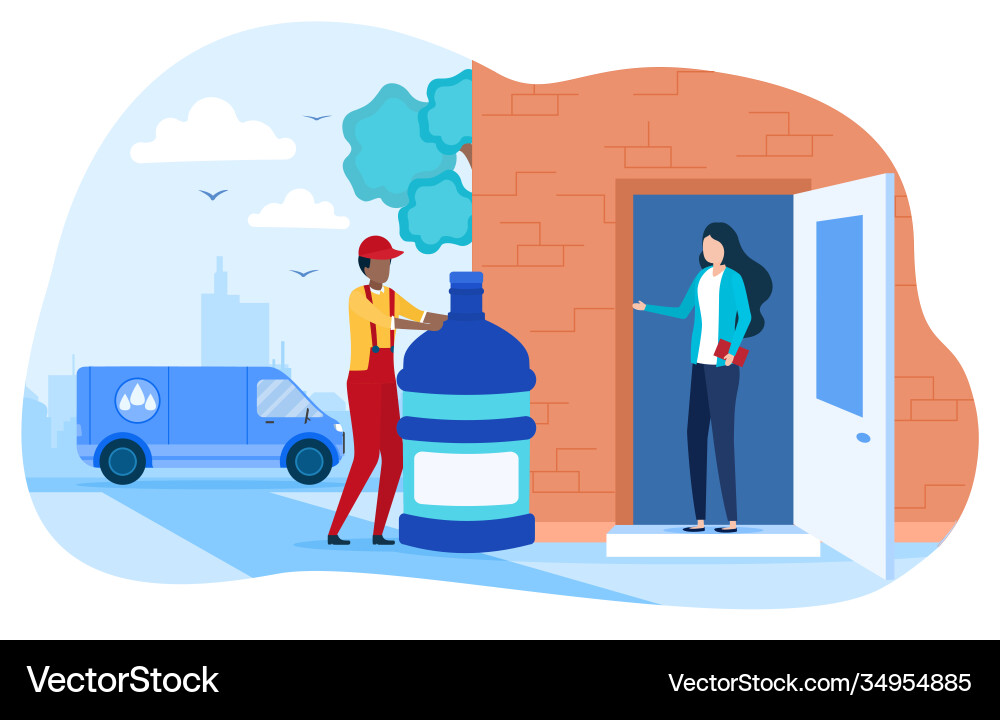 Concept water delivery Royalty Free Vector Image
