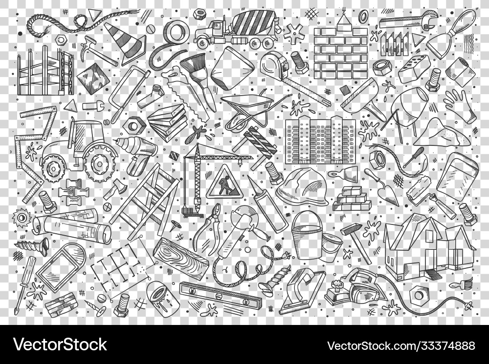 Building doodle set Royalty Free Vector Image - VectorStock