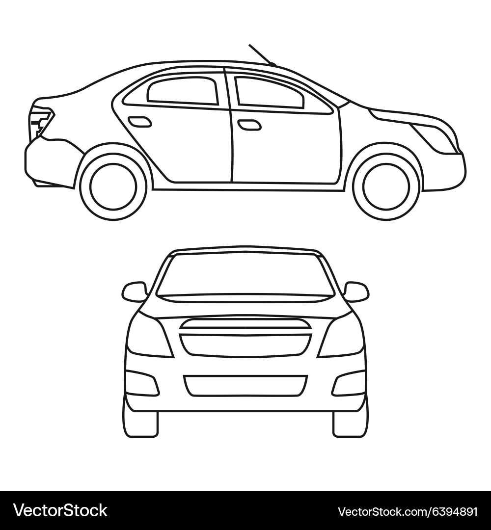 Drawing car side view and Royalty Free Vector Image