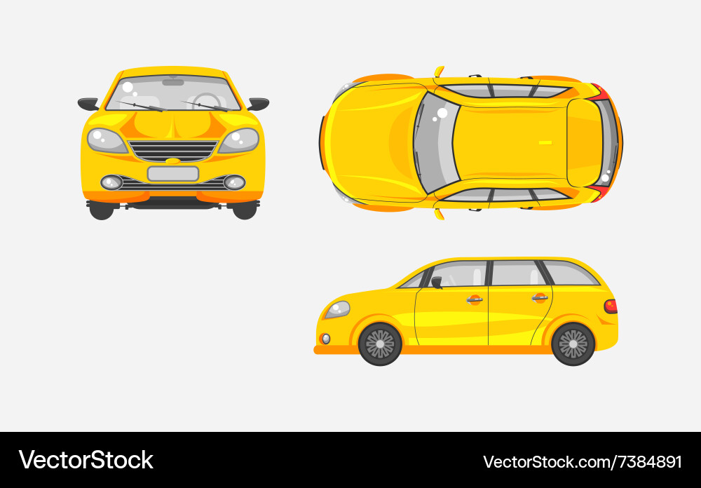 Car hatchback top front side view Royalty Free Vector Image