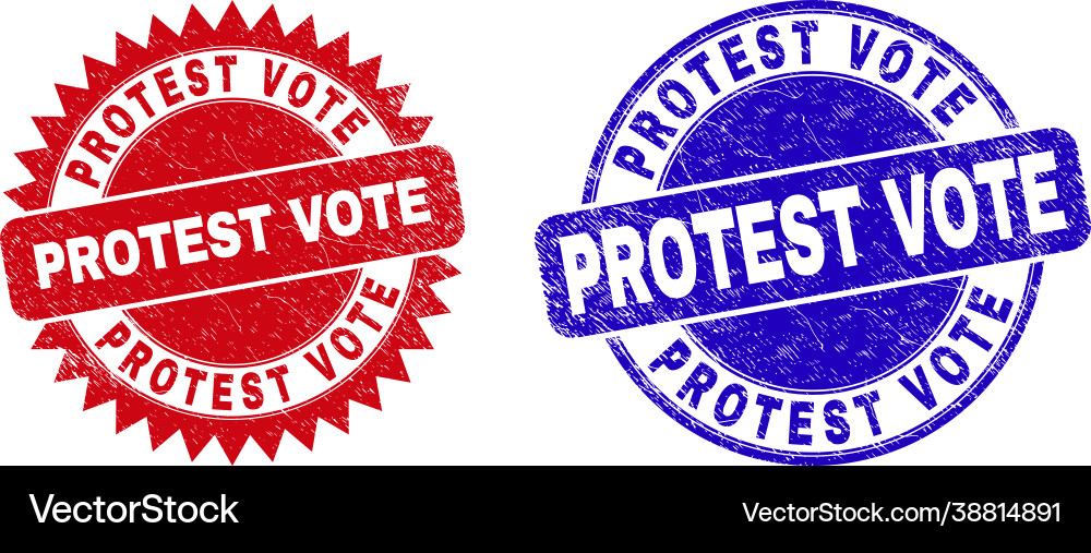 Protest vote rounded and rosette stamp seals Vector Image