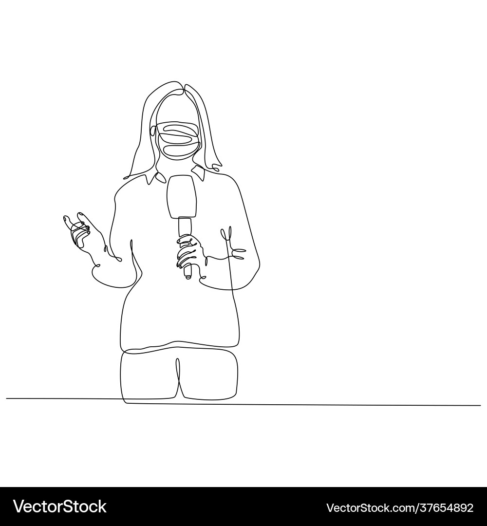 Reporters doing live broadcast using masks Vector Image