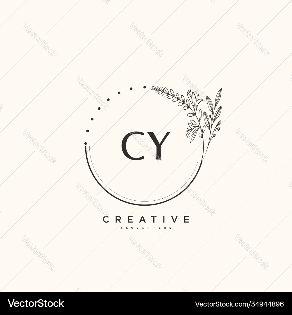 Cy beauty initial logo art handwriting logo Vector Image