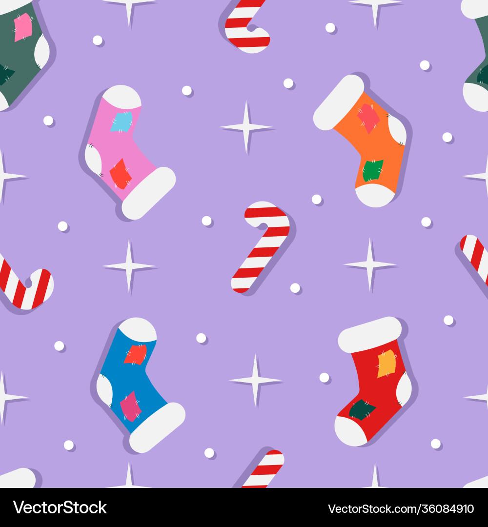 Colorful christmas socks seamless pattern Vector Image