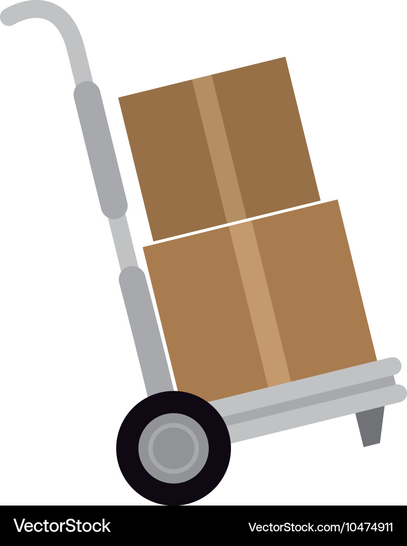 Cargo transportation with hand cart Royalty Free Vector