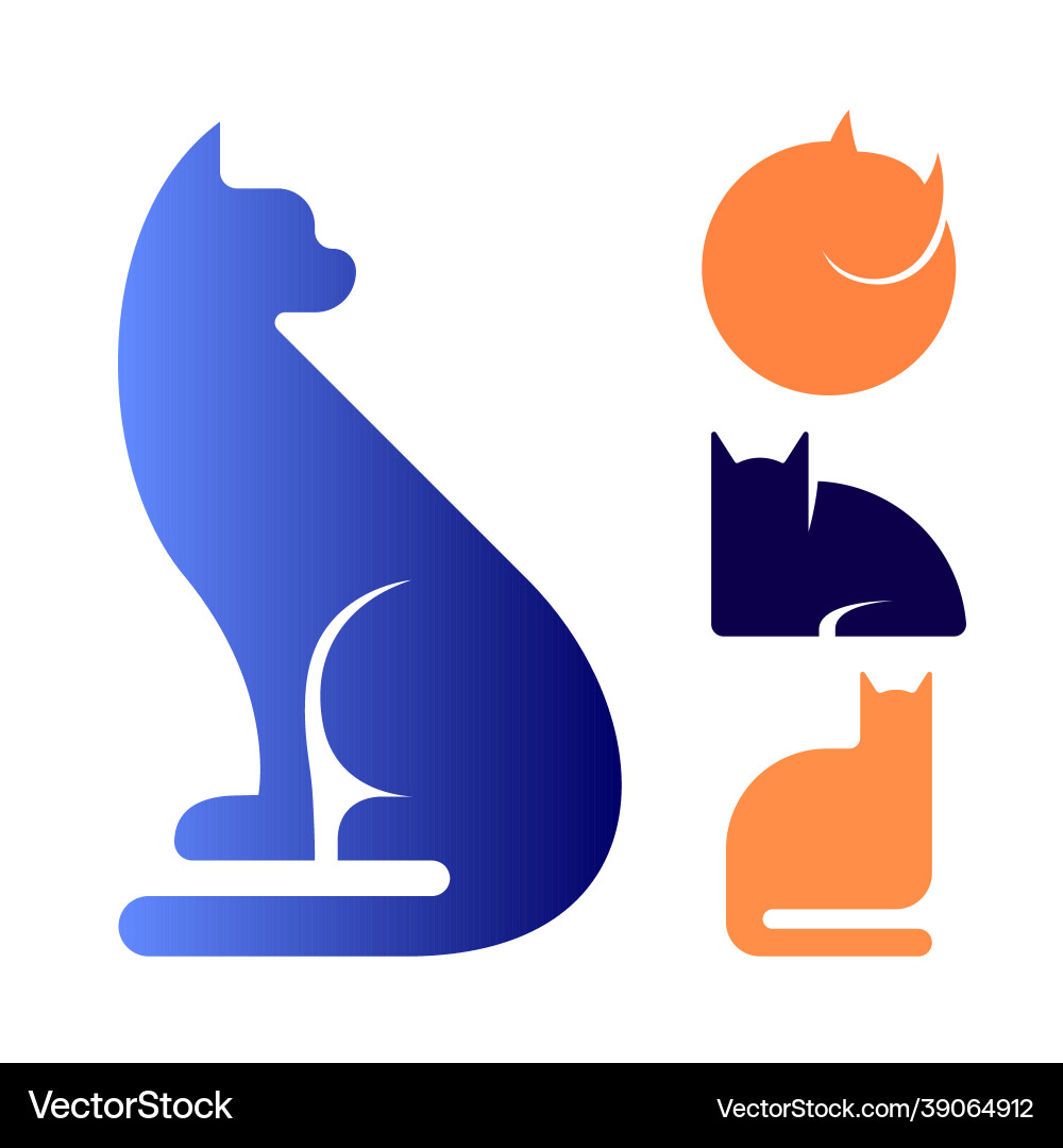 Cat logo icon symbol set Royalty Free Vector Image