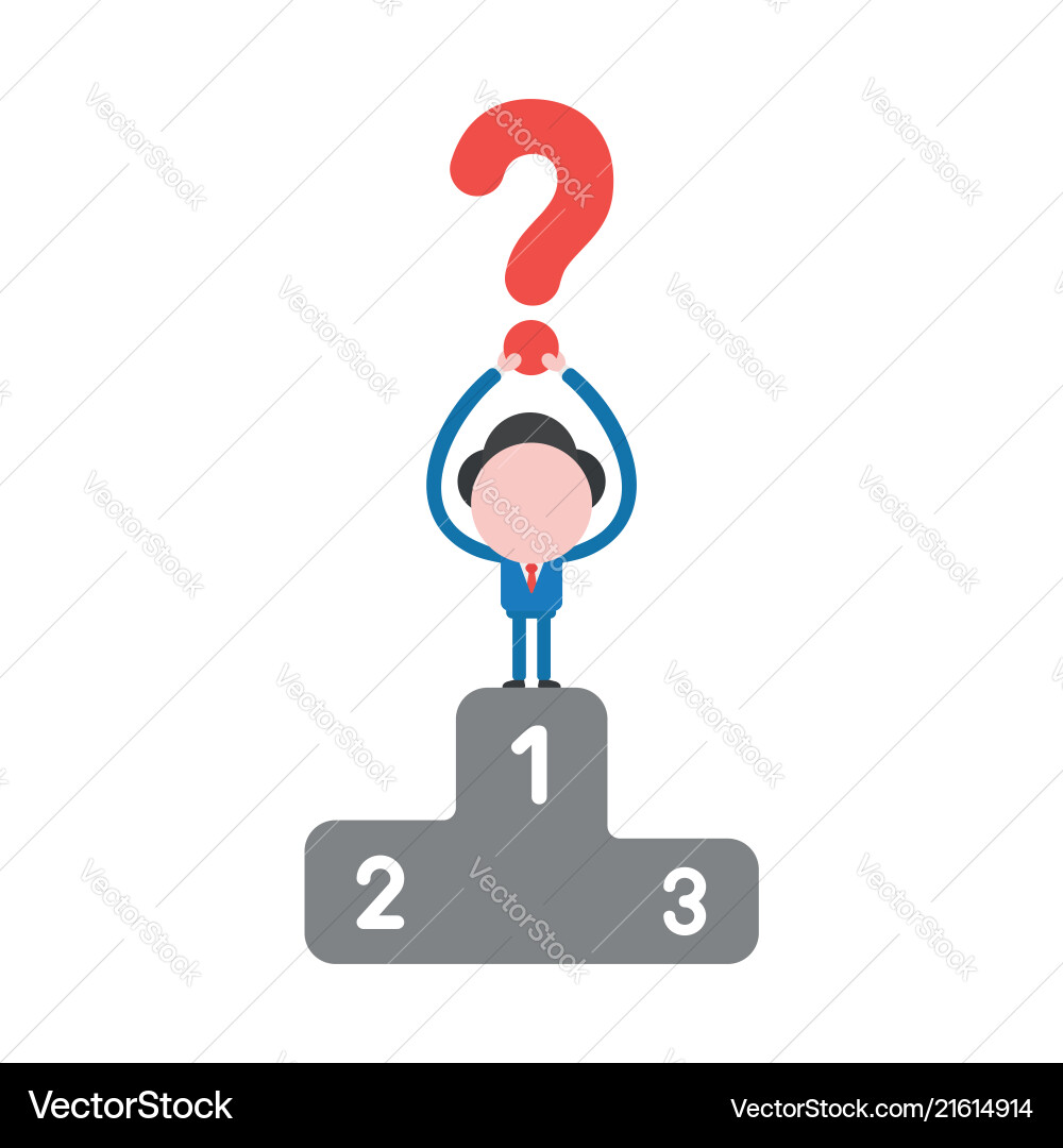 Businessman character holding up question mark Vector Image