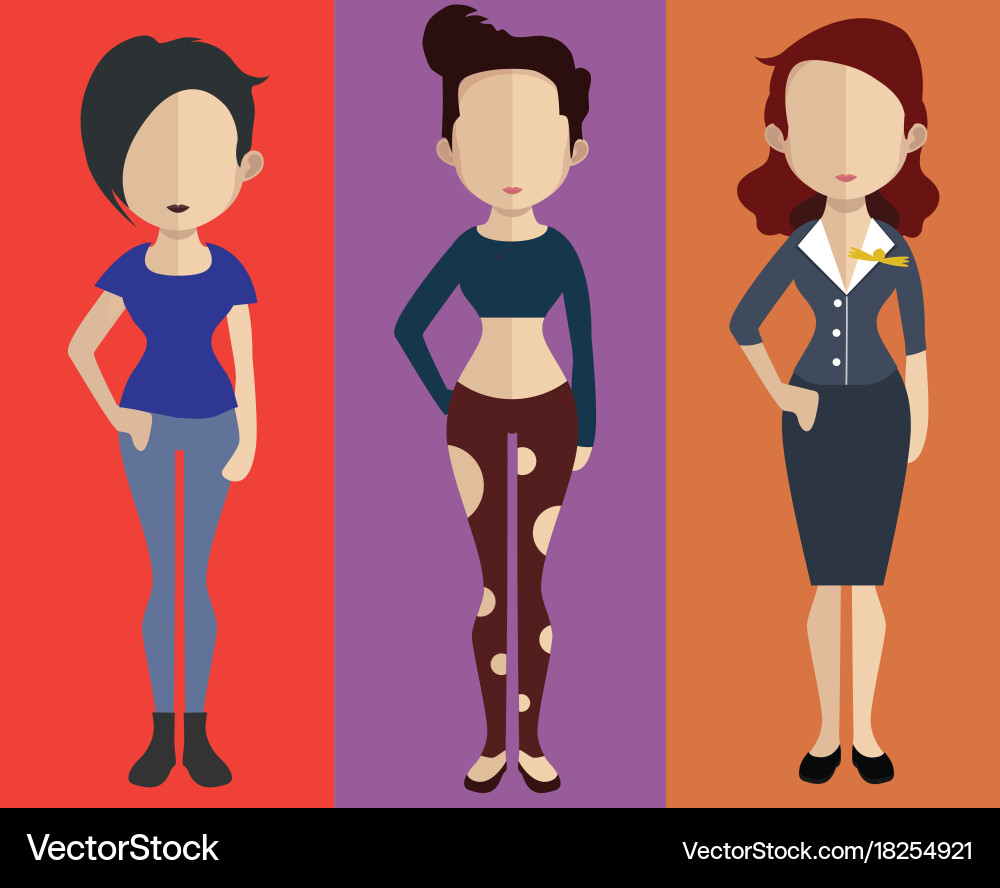 People avatar with full body and torso variations Vector Image