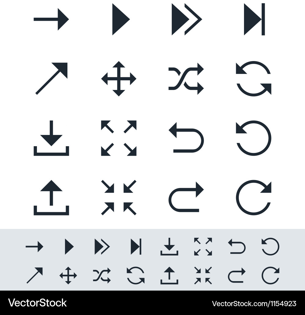 Arrow symbol icon set simplicity theme Royalty Free Vector