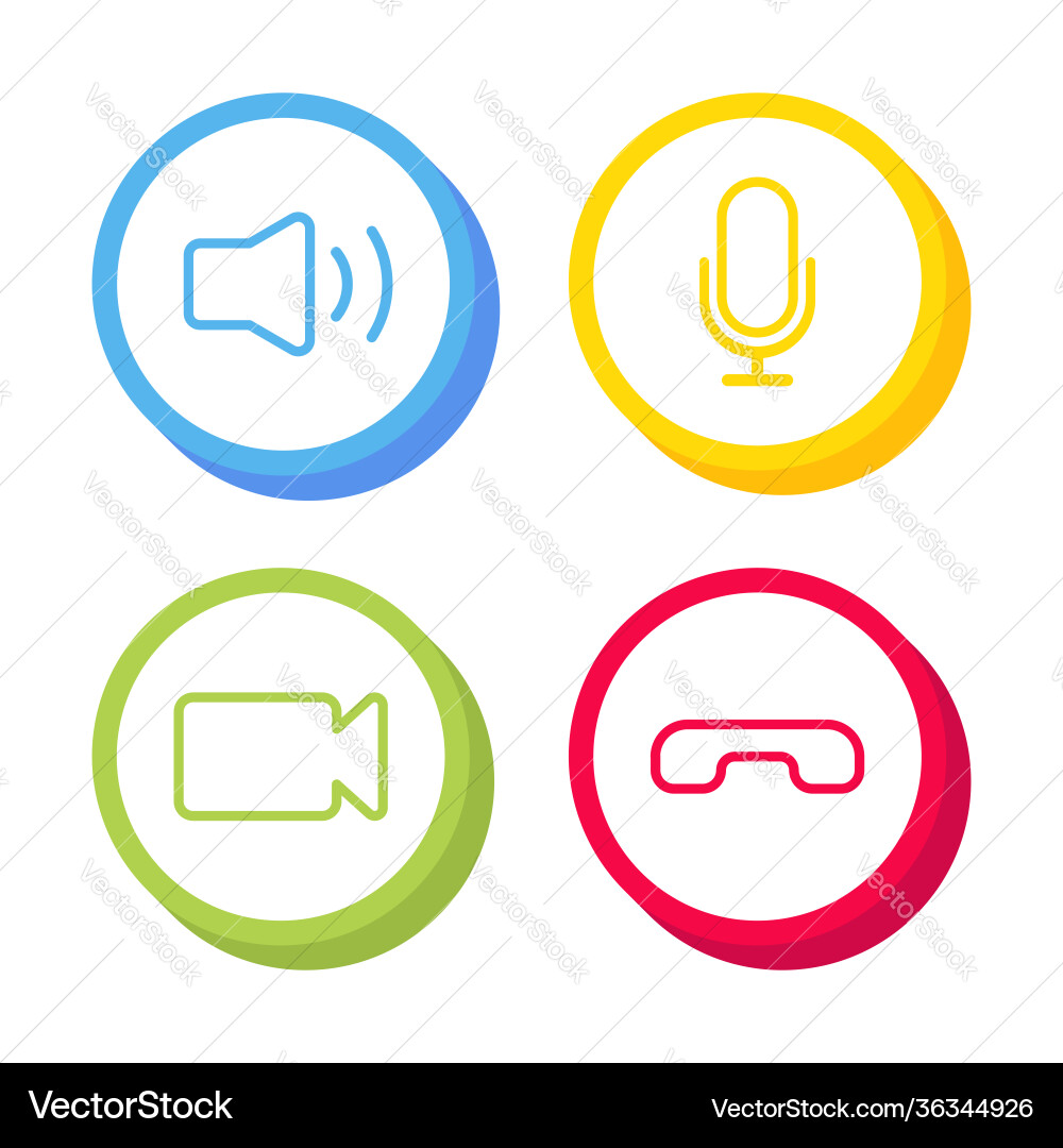 Video call chat button icon collection Royalty Free Vector