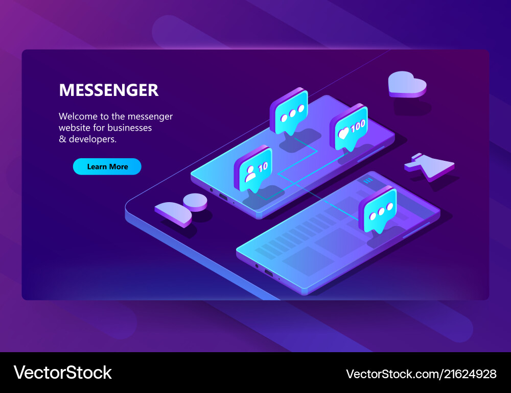 Site template for messenger online chat Royalty Free Vector