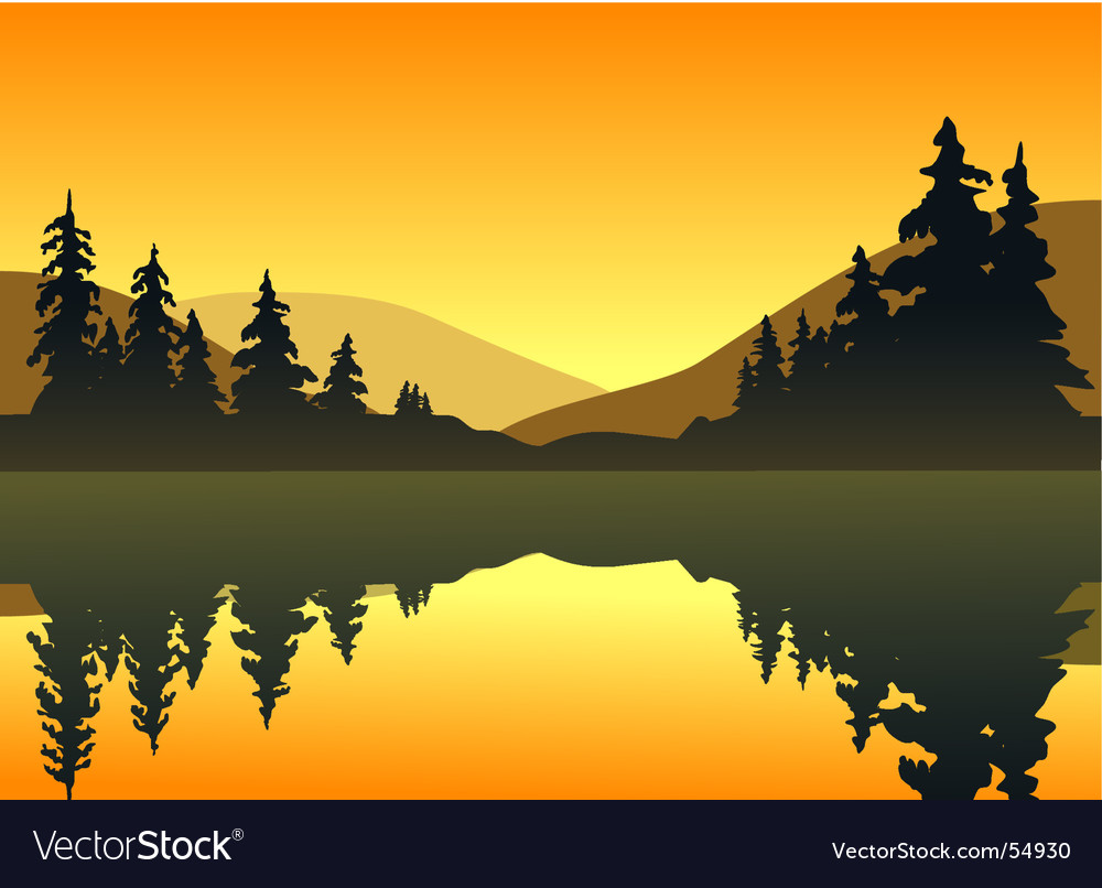 Lake sunset Royalty Free Vector Image - VectorStock