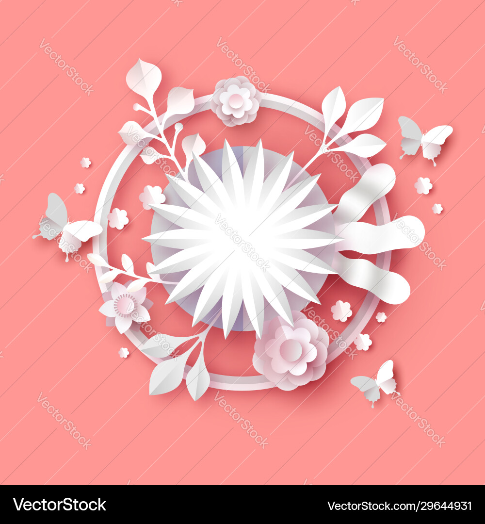 Papercut spring flower 3d paper craft template Vector Image