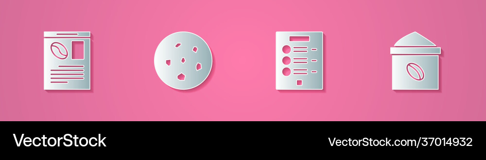 Set paper cut newspaper and coffee cookie Vector Image