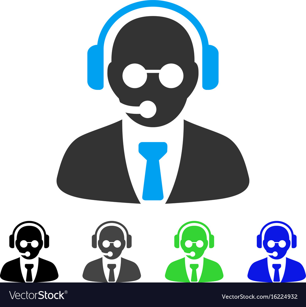 Support manager flat icon Royalty Free Vector Image
