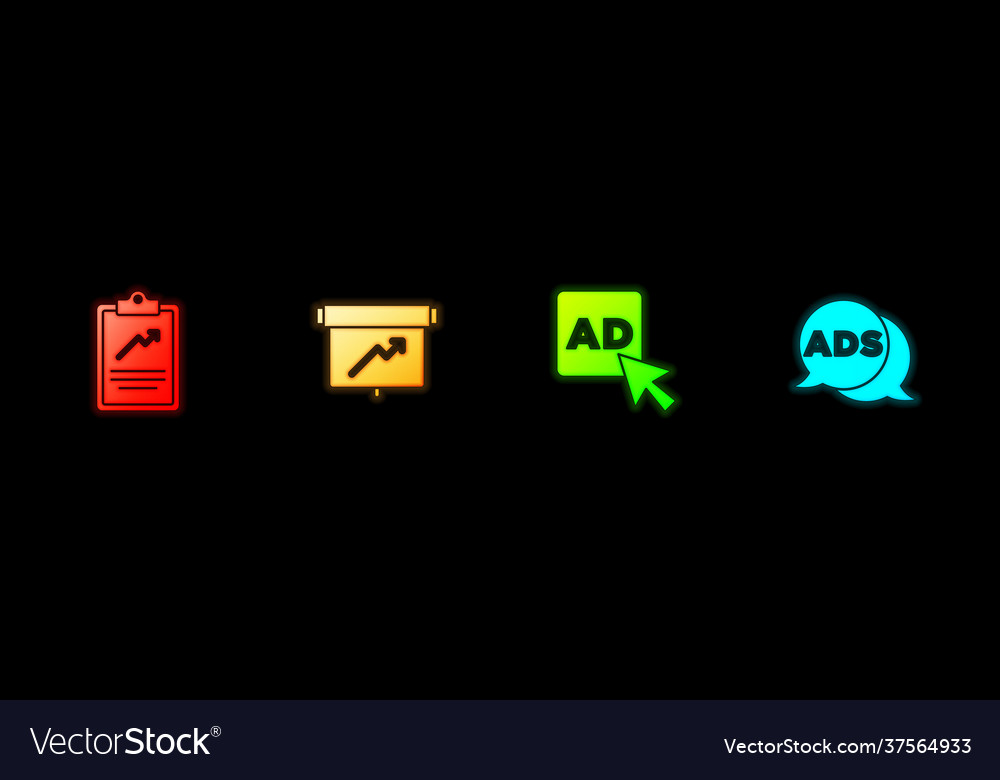 Set clipboard with graph chart board advertising Vector Image Set clipboard with graph chart board advertising Vector Image