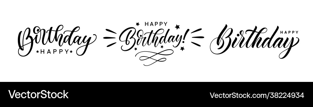 Happy birthday hand lettering set Royalty Free Vector Image