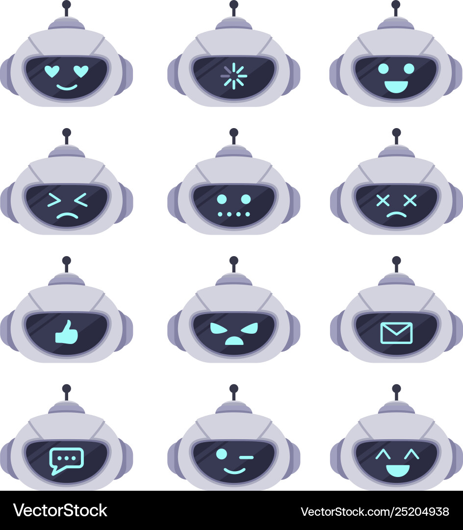 Chatbot avatar set technology chat cute symbol Vector Image