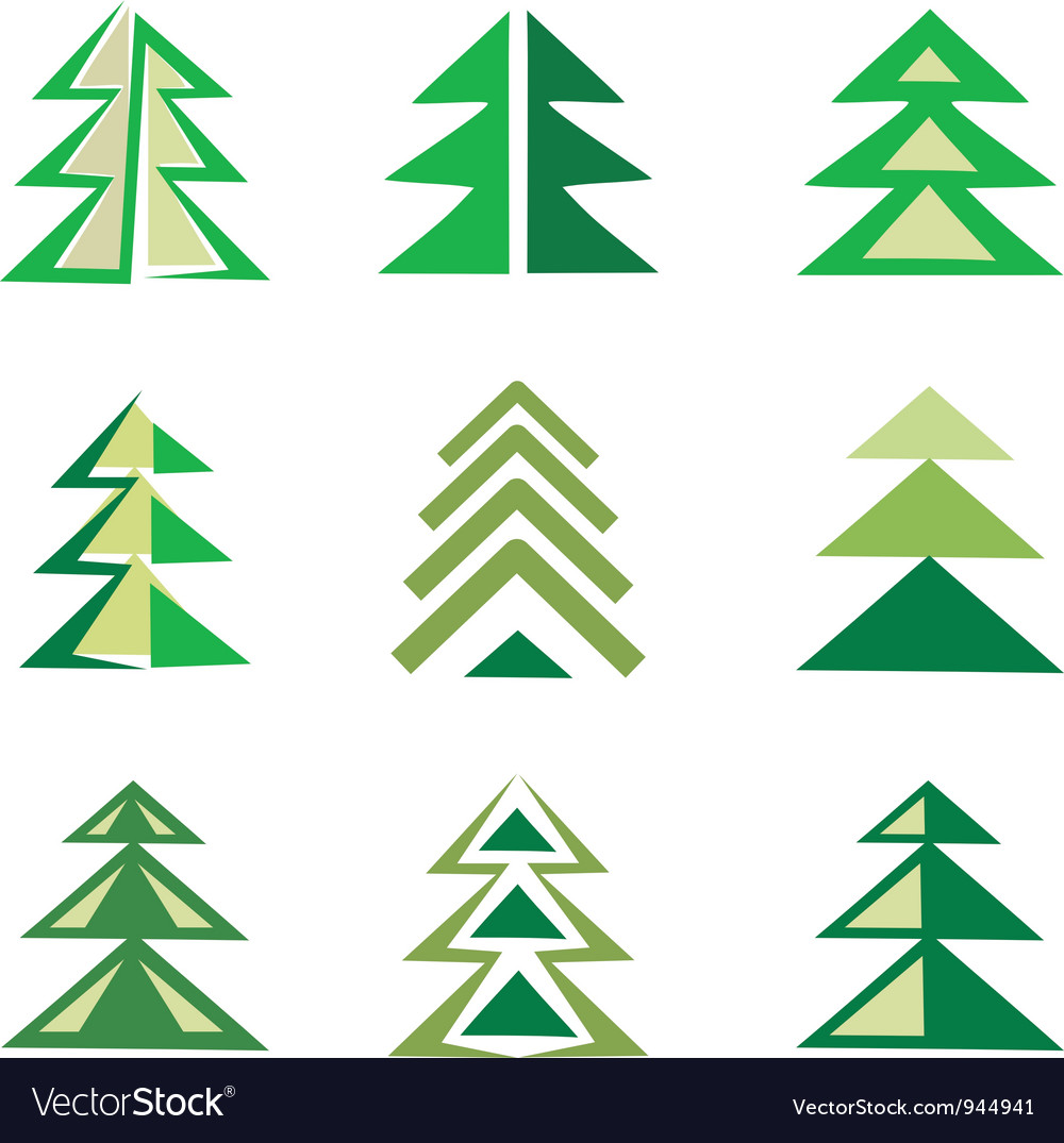 Pine trees set Royalty Free Vector Image - VectorStock