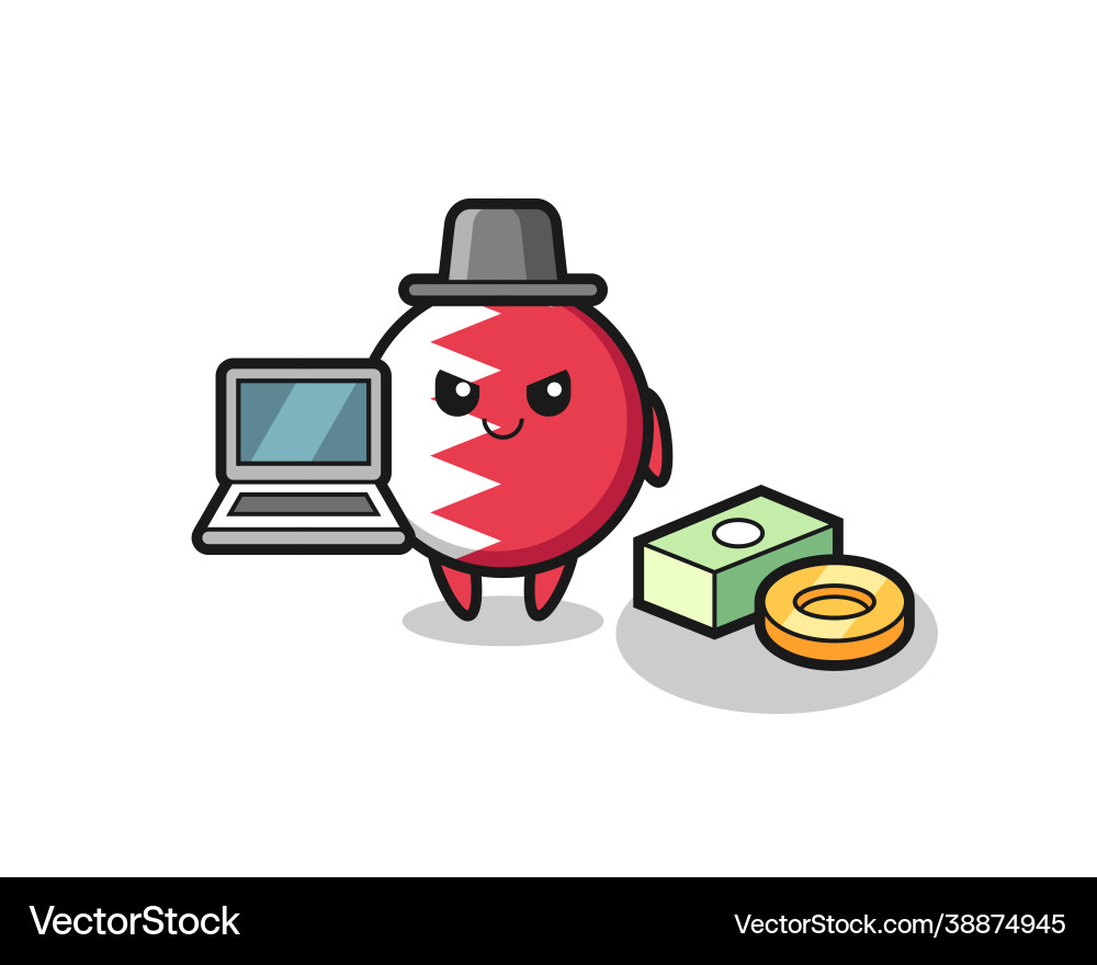 Mascot bahrain flag badge as a hacker Royalty Free Vector