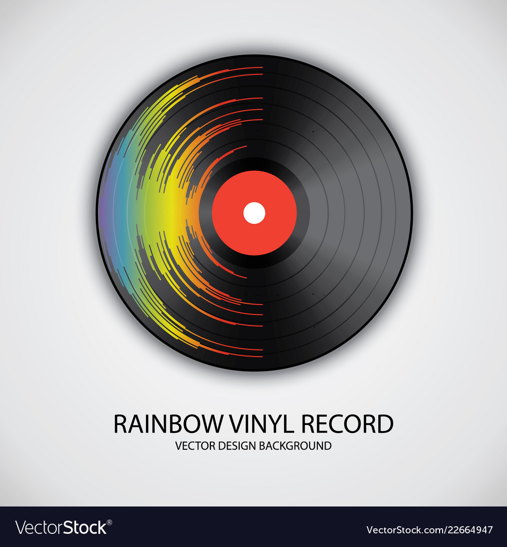 Poster of vinyl player record with rainbow colors Vector Image