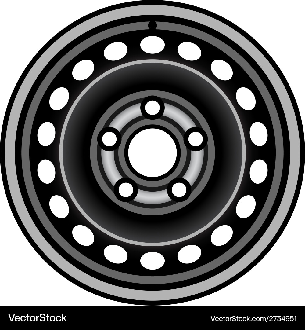 Black car iron wheel rim Royalty Free Vector Image