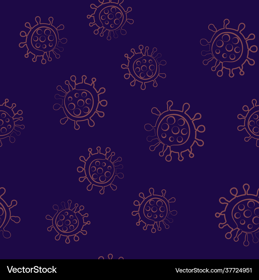 Seamless pattern virus simple doodle dark violet Vector Image