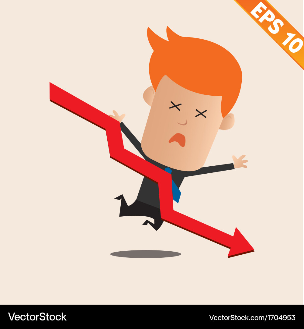 Cartoon Businessman negative graph - - EPS10 Vector Image