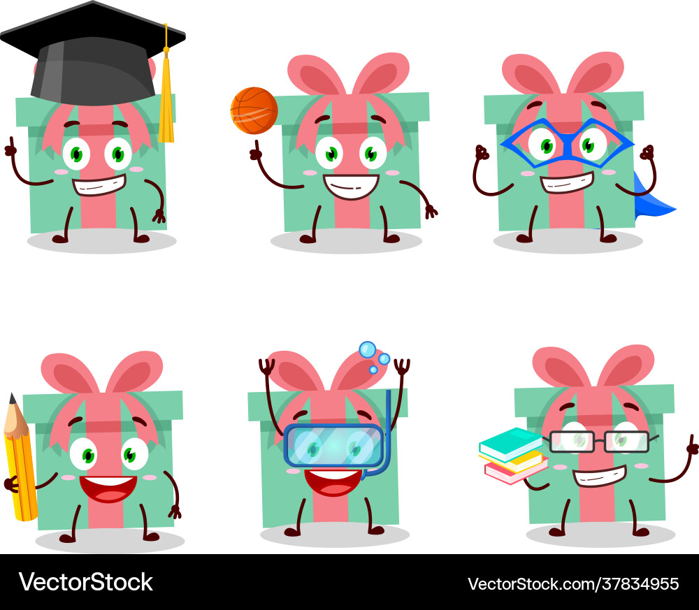 School student gift cartoon character Royalty Free Vector