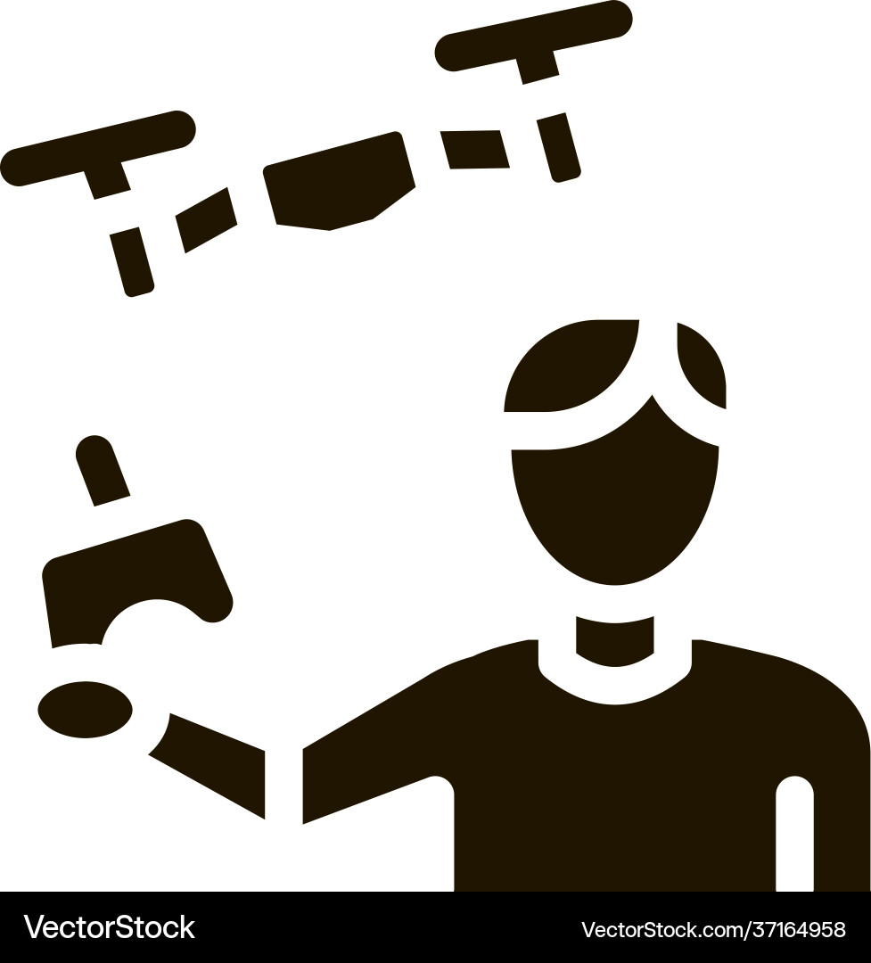 Drone man with remote control icon glyph Vector Image
