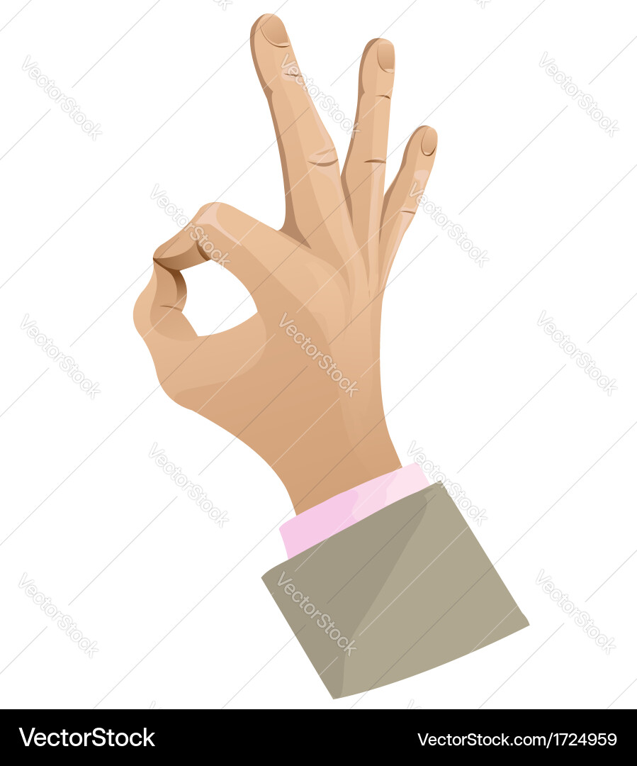 Man hand showing ok sign Royalty Free Vector Image