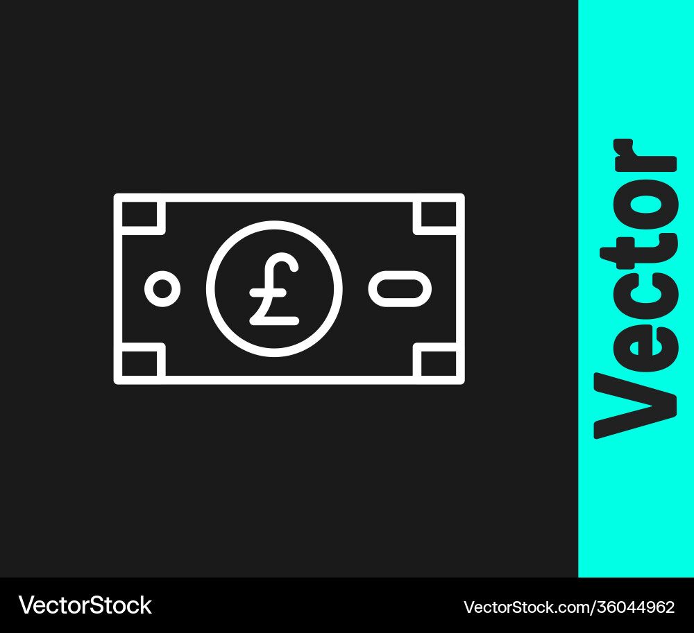 White line pound sterling money icon isolated Vector Image