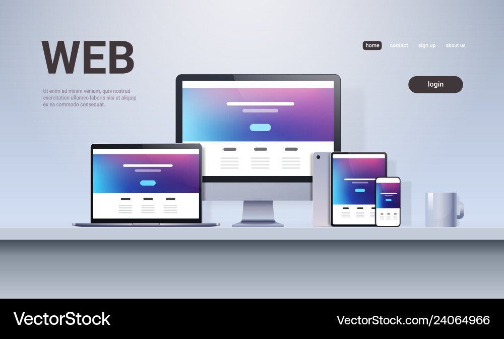 Web technology network concept laptop smartphone Vector Image