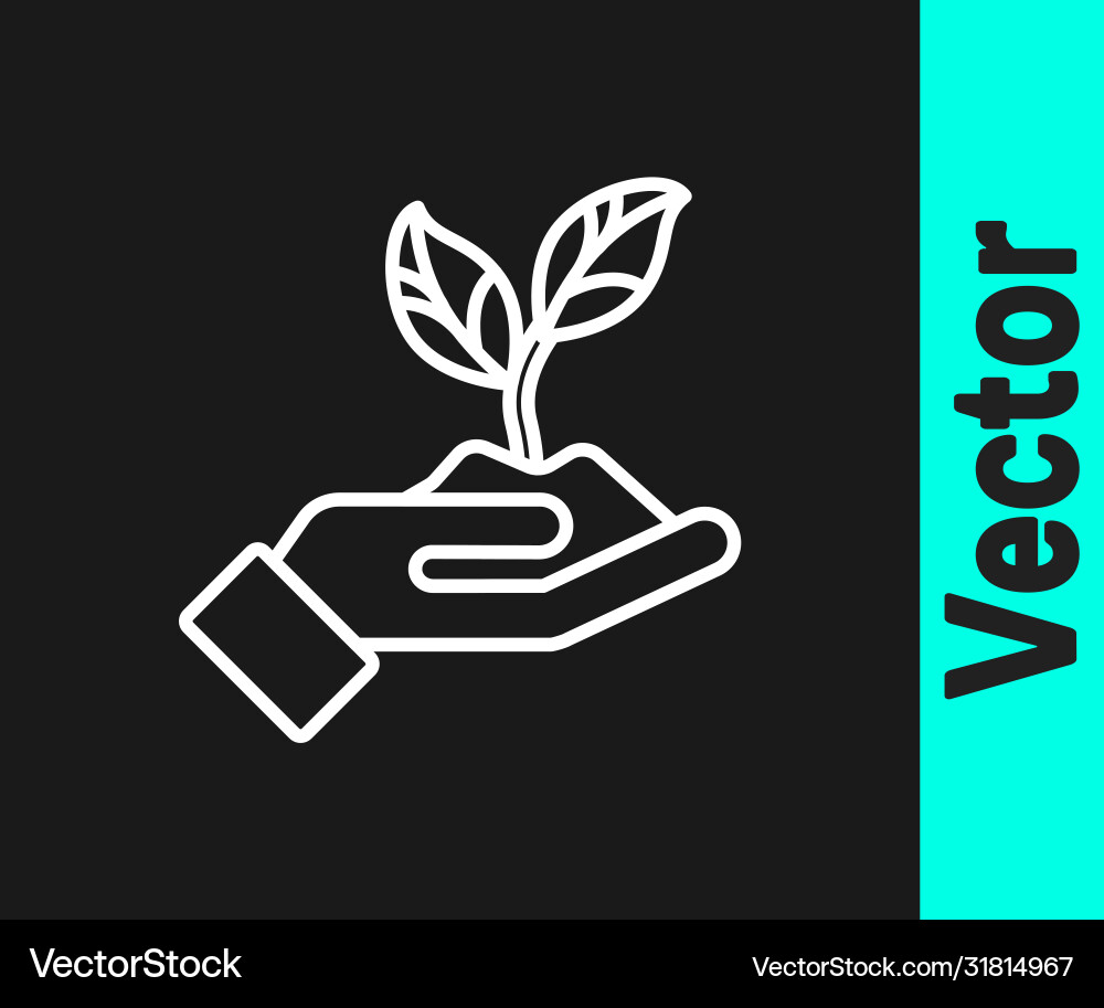 White line plant in hand environmental Royalty Free Vector