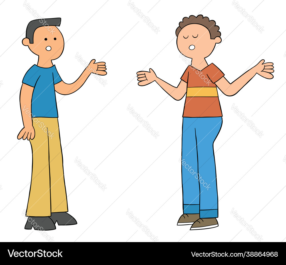 Cartoon two friends talking to each other Vector Image