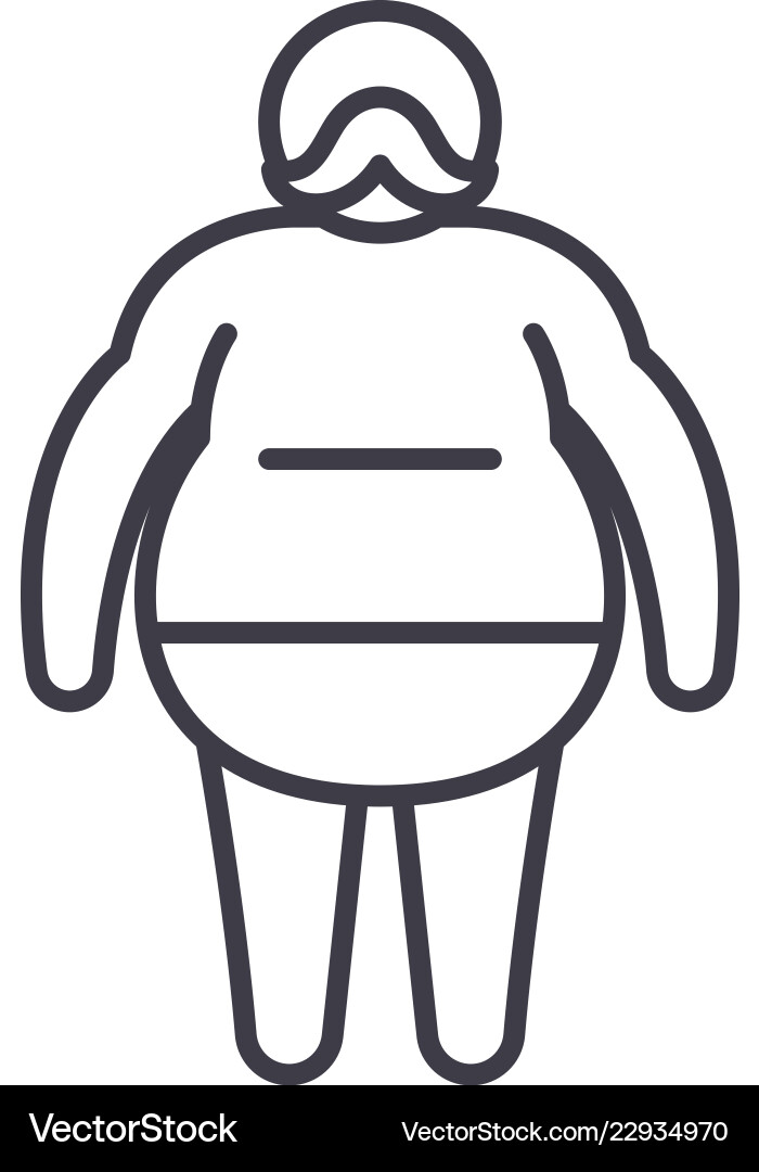 Fat man line icon concept man linear Royalty Free Vector