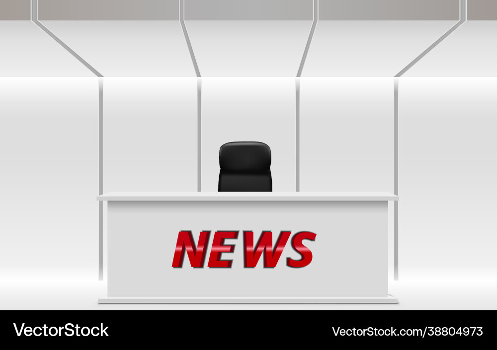 White table in news studio room Royalty Free Vector Image