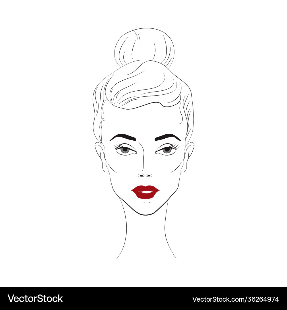 Beautiful female face with makeup Royalty Free Vector Image