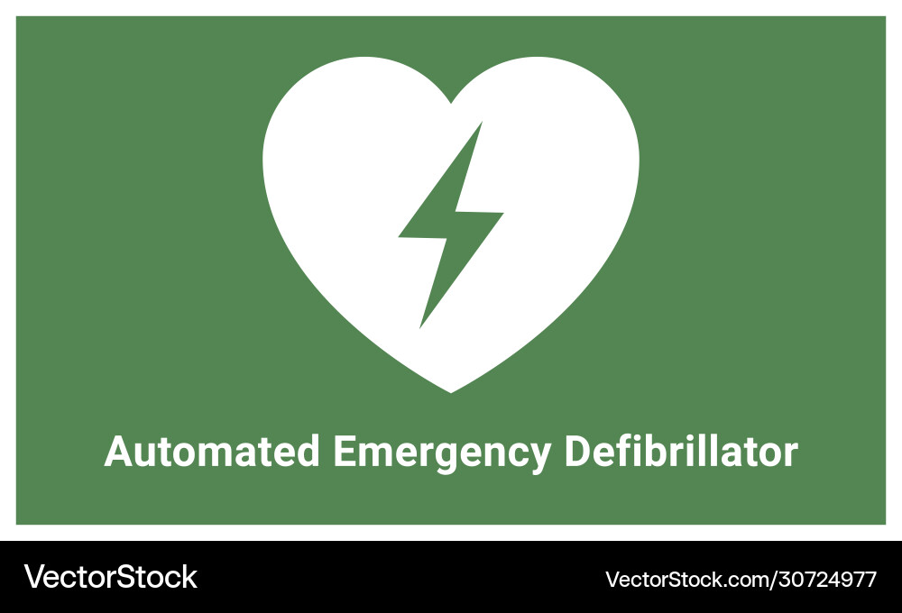 Emergency first aid aed defibrillator sign sticker