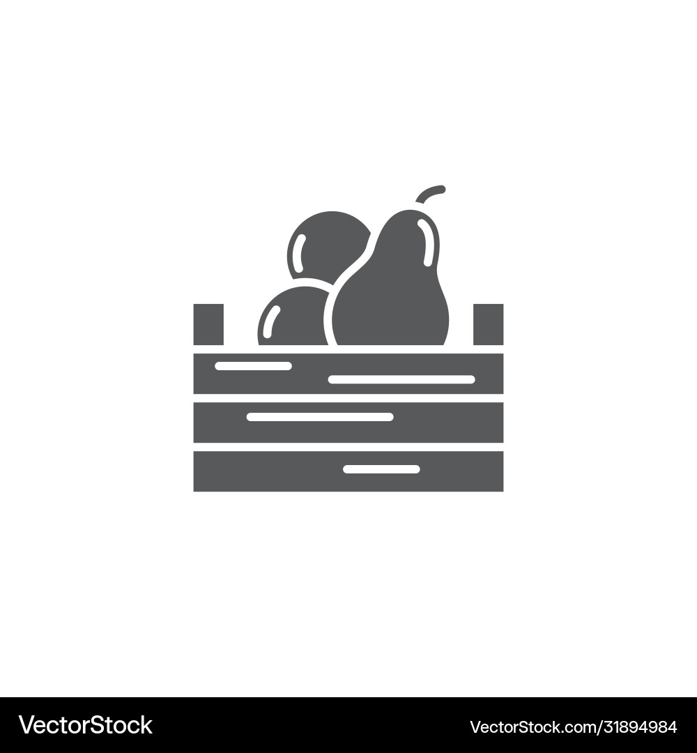 Fruits crate box icon symbol isolated on white Vector Image